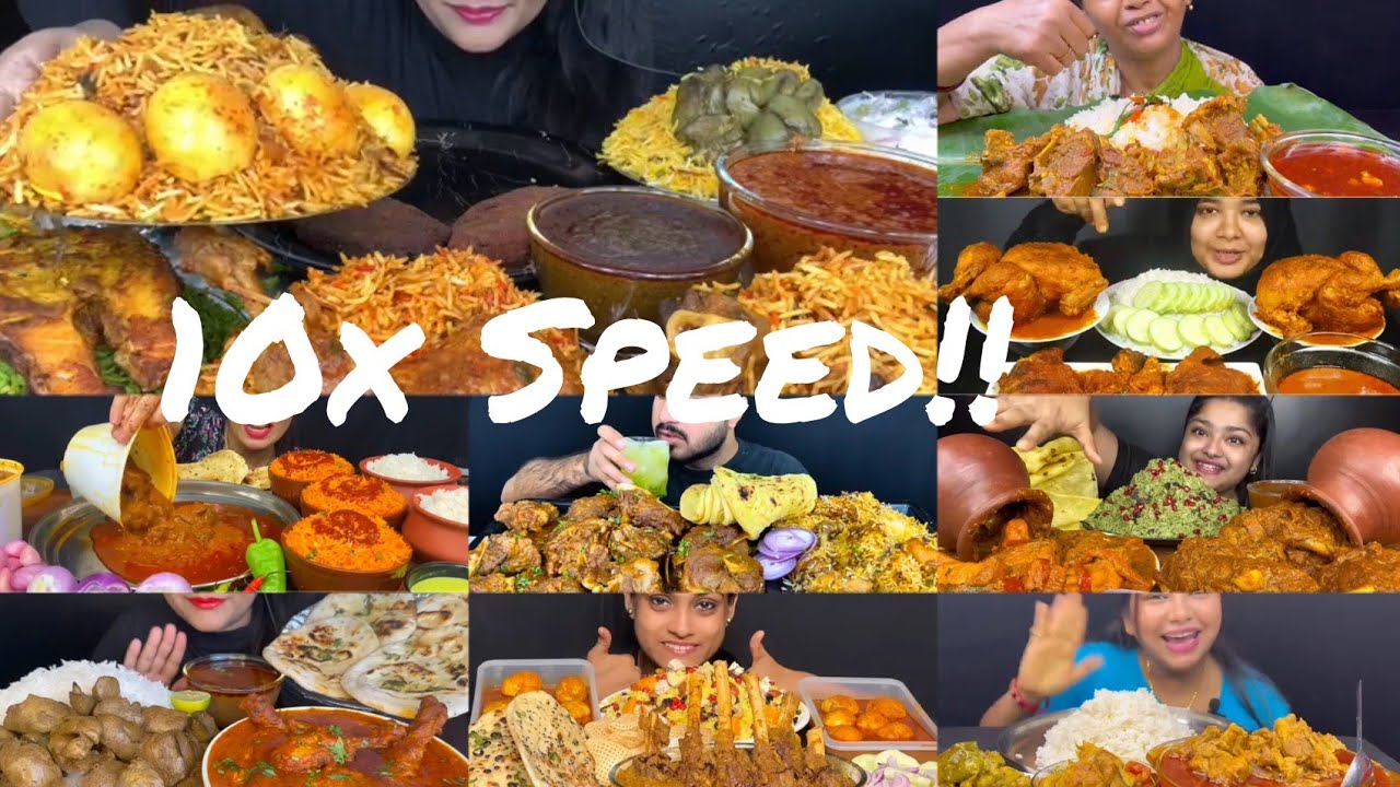 10x Speed Eating Compilation.. Mutton Curry, Chicken Curry🐔 Egg 🥚 ...