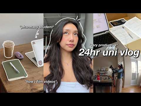productive 24hr vlog 📓 *UNFILTERED* day in my life: studying for exams & how i film and edit videos