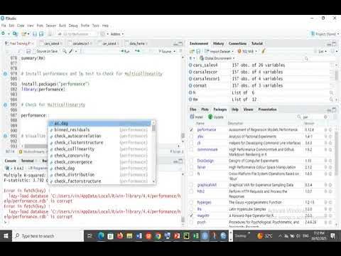 Data Analysis in R Detecting Multicollinearity using VIF and Tolerance level - YouTube