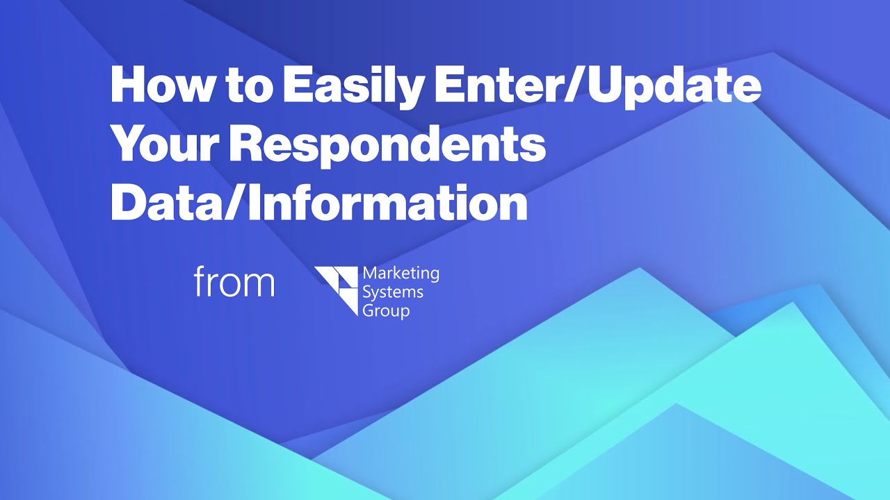 How to Easily Enter/Update Your Respondents Data/Information - YouTube