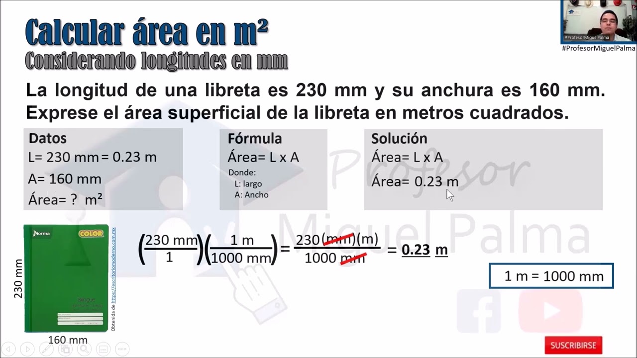 Calcular área en m² considerando dimensiones en milímetros- Ejercicio ...