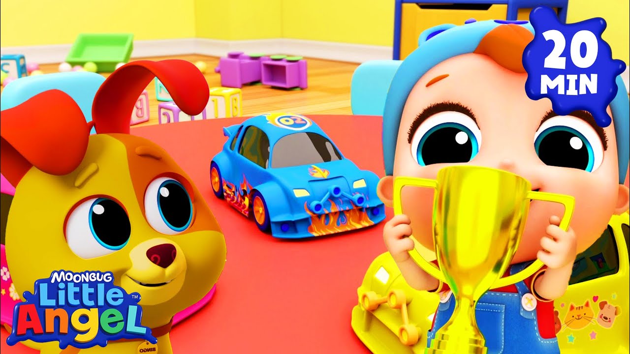 Toy Car Race Song | Animal Learning Videos | Little Angel Kids Songs ...