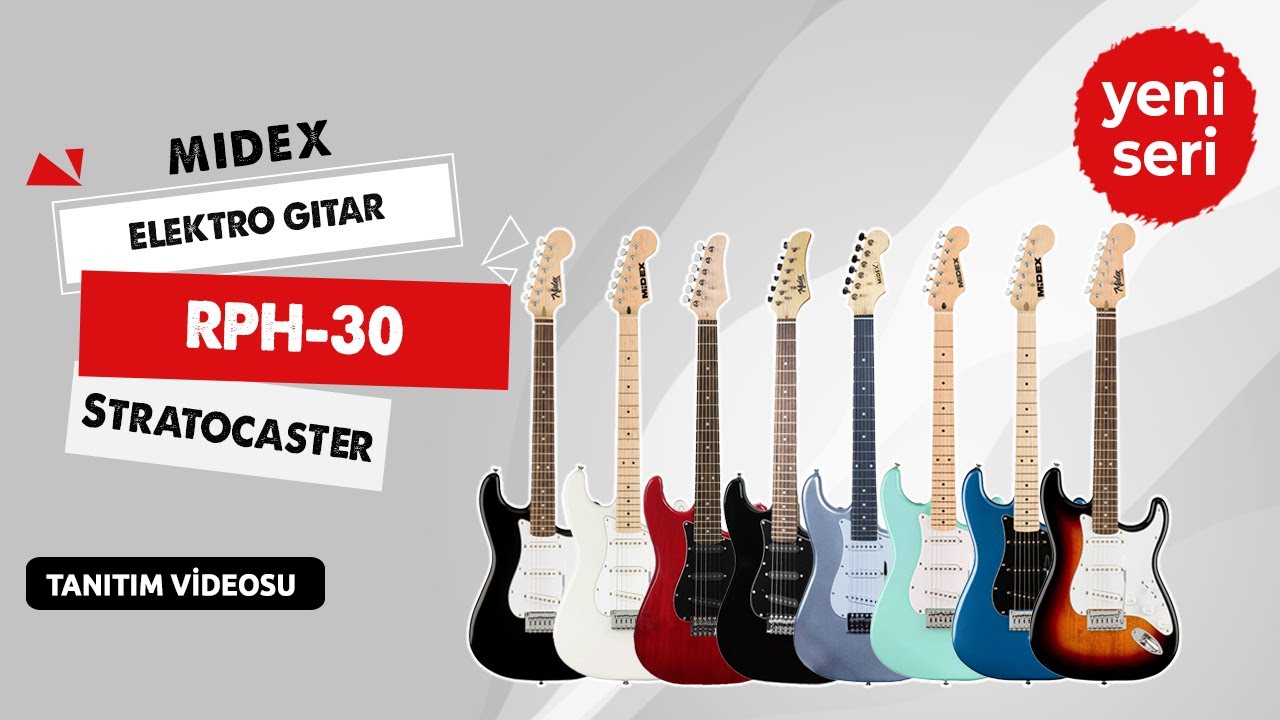 Midex RPH-30 Strat Kasa SSS Elektro Gitar Seti - YouTube