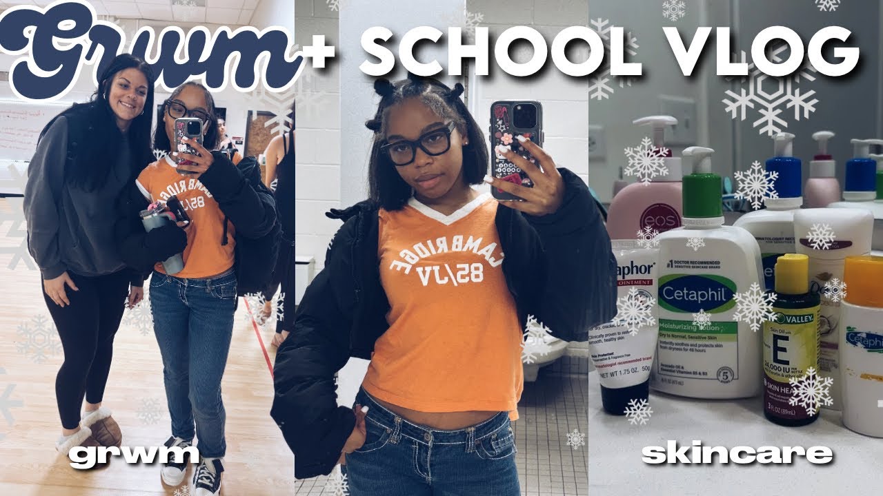 GRWM + SCHOOL VLOG | skincare, grwm, chit-chat, school vlog | VLOGMAS ...