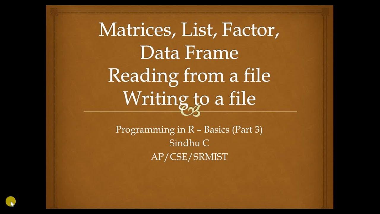 R Basic Commands Part 3 - YouTube