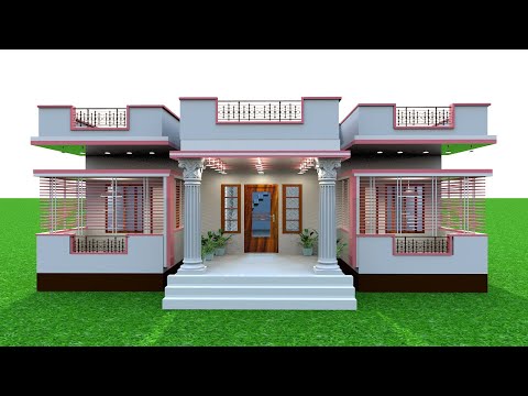 4 Bedroom Village House Design Indian style , Village House Plan in 3D ...