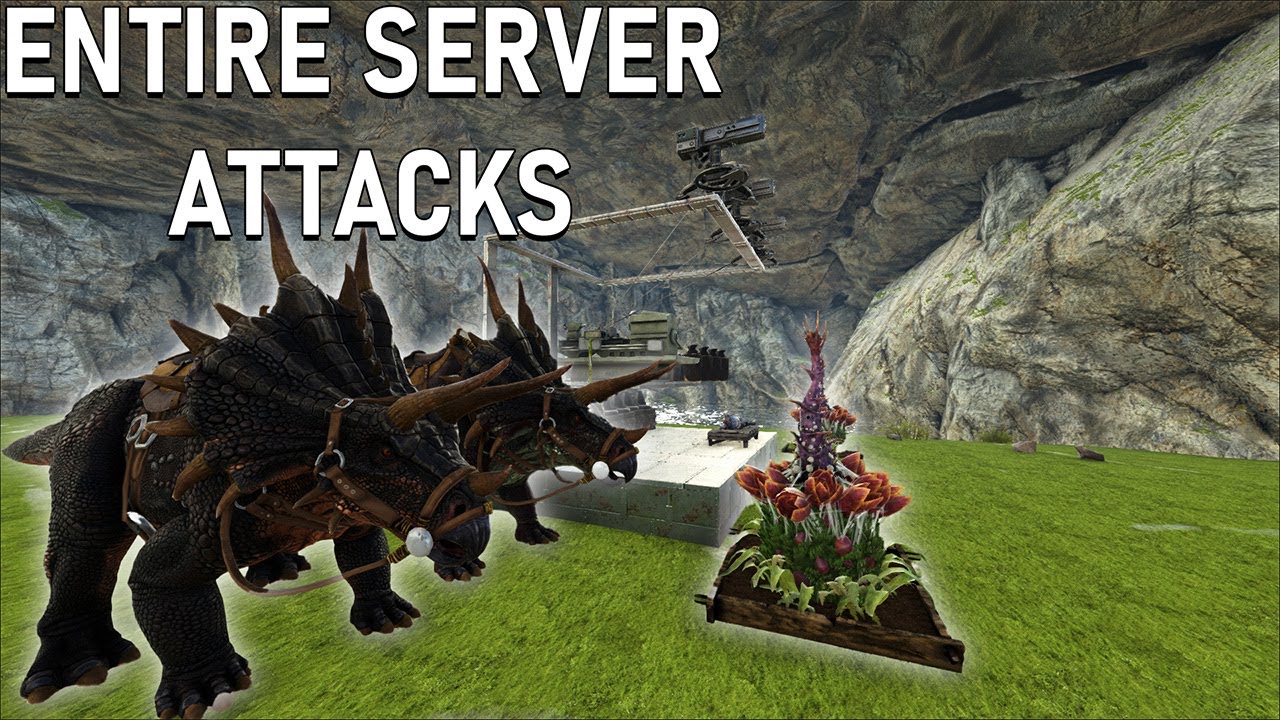 Defending Highlands Cave Against The Cluster Alphas! Ark PvP - YouTube