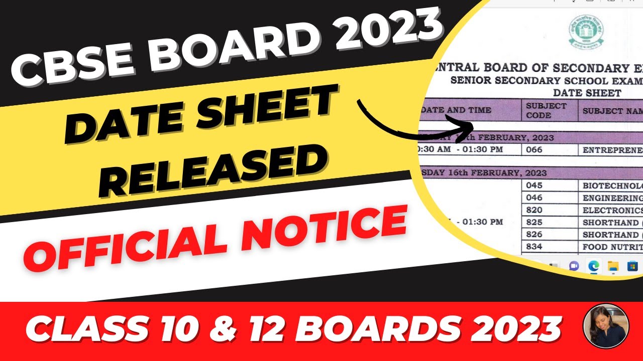 CBSE Datesheet Released | Class 10 and 12 Board Exam 2023 Official ...