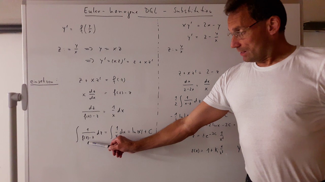 Differentialgleichungen 15- Euler-homogene DGL, Substitution - YouTube