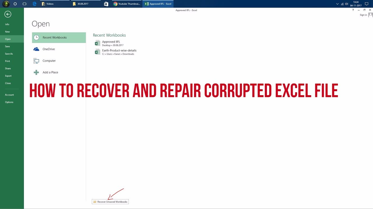 How To Recover And Repair Corrupted Excel File YouTube how-to-recover-and-repair-corrupted-excel-file-youtube