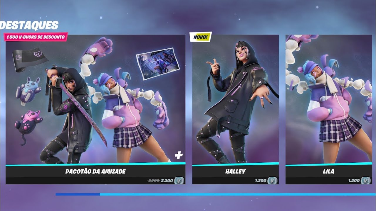 NOVAS SKINS * HALLEY E LILA * NA LOJA DE ITENS FORTNITE - YouTube