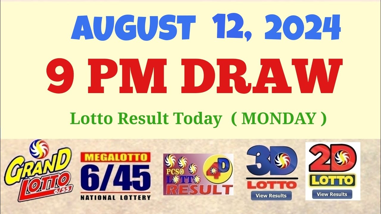 Lotto Result Today 9pm draw August 12, 2024 6/55 6/45 4D Swertres Ez2 ...