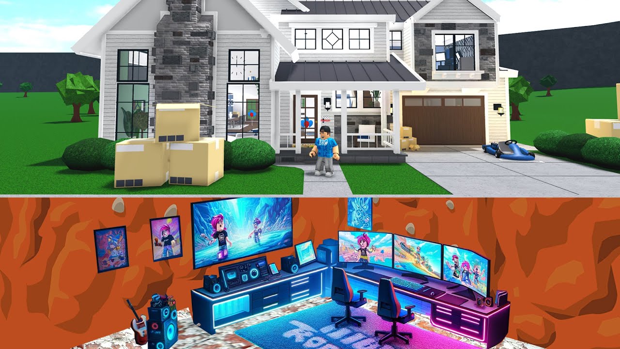 I Built SECRET GAMING ROOM Under Friends Home! (Roblox) - YouTube