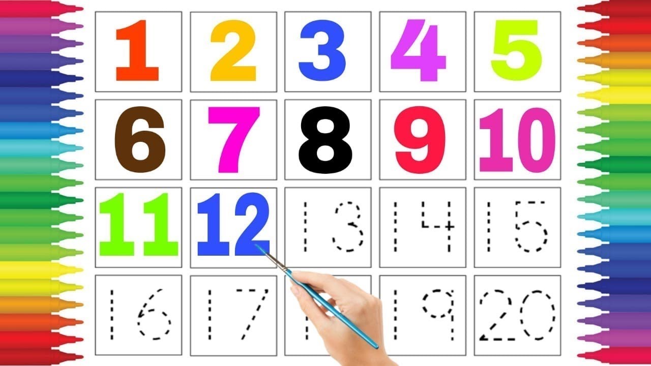 123456789, number counting, counting 1-20 | color recognition | fun ...