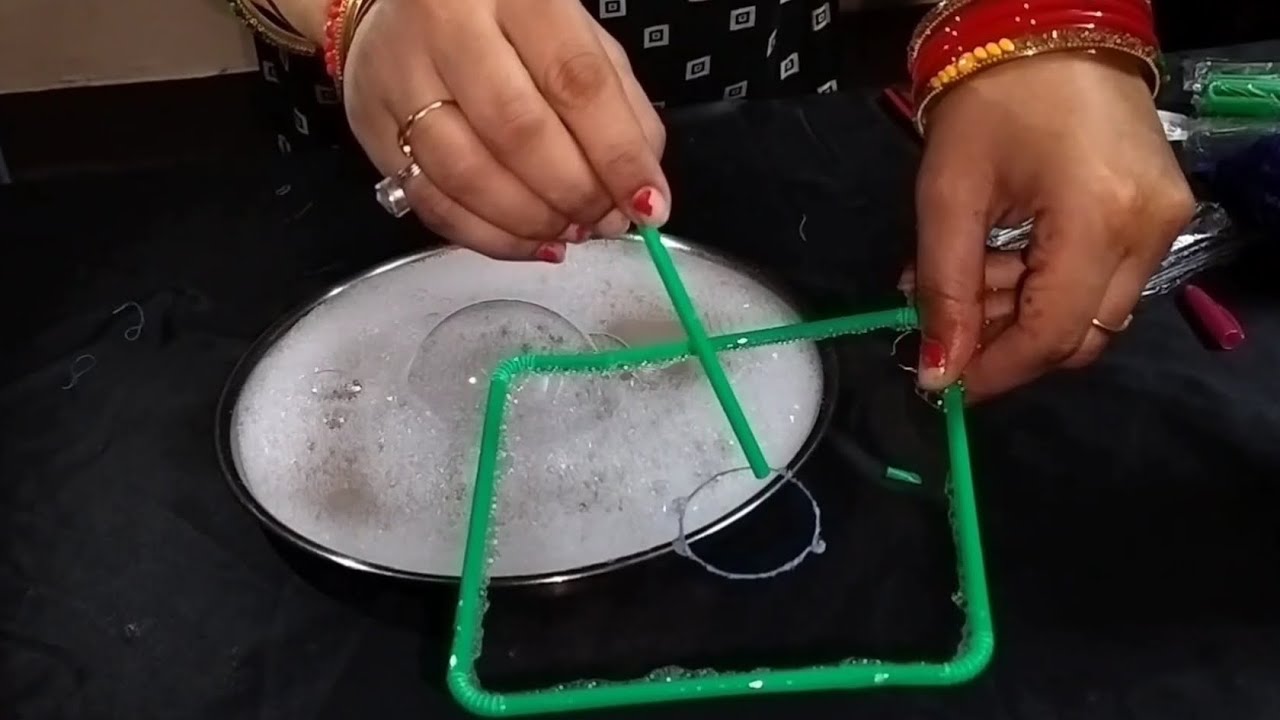 Science Experiment - Surface Tension - Loop of Thread in a soap Film # ...