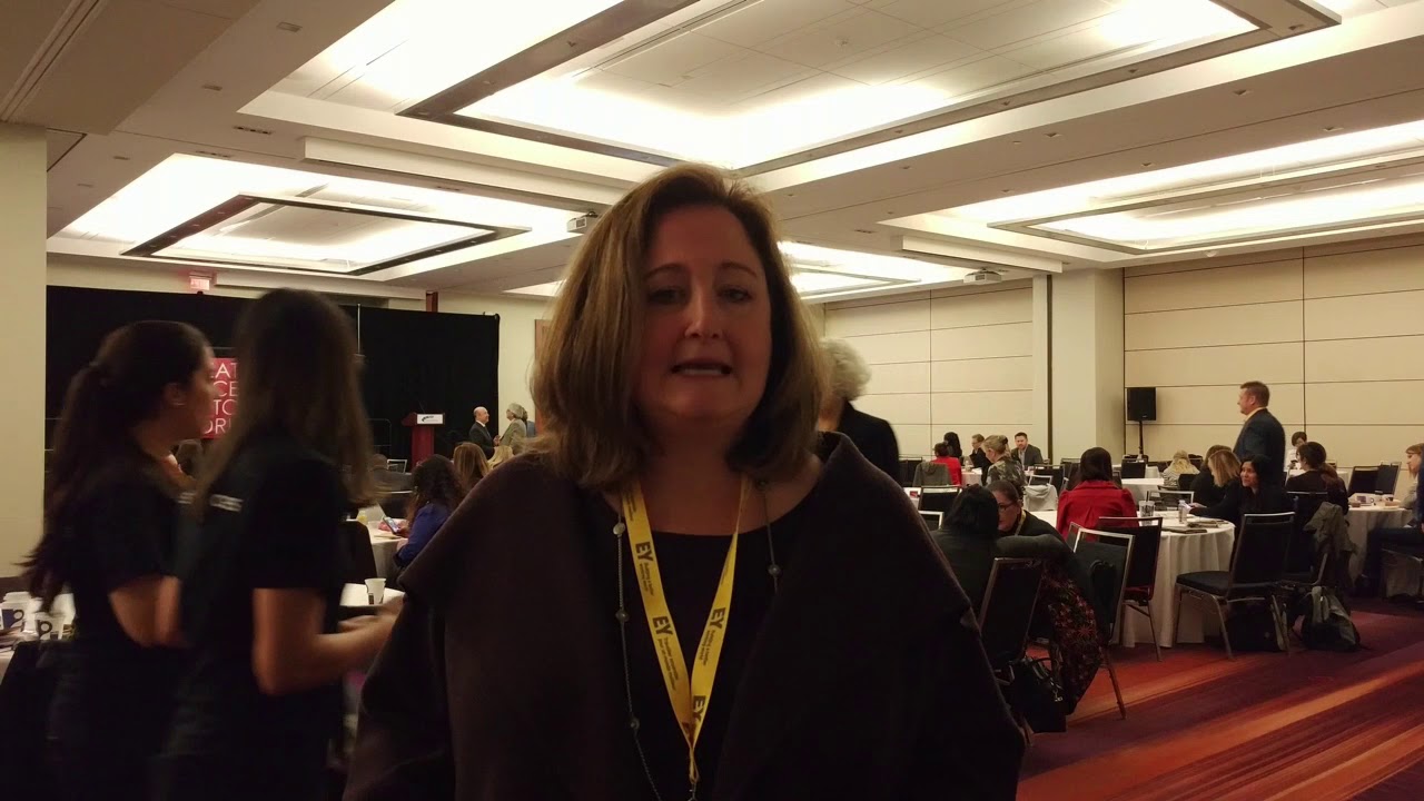 Martina McIsaac (President and GM, Hilti Canada) stressing the ...