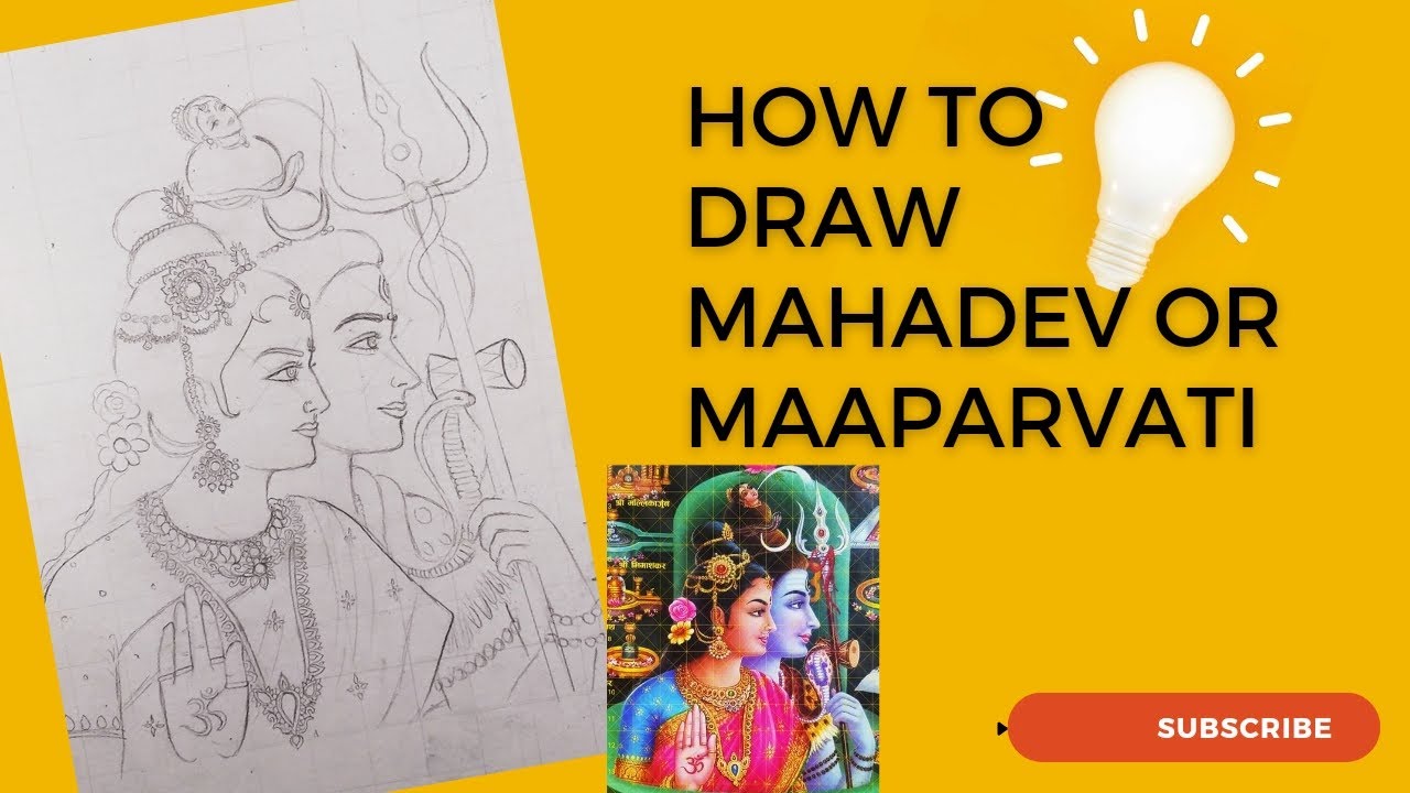 How to draw🤔 mahadev maa paarvati outlines || artbysanjana.. - YouTube