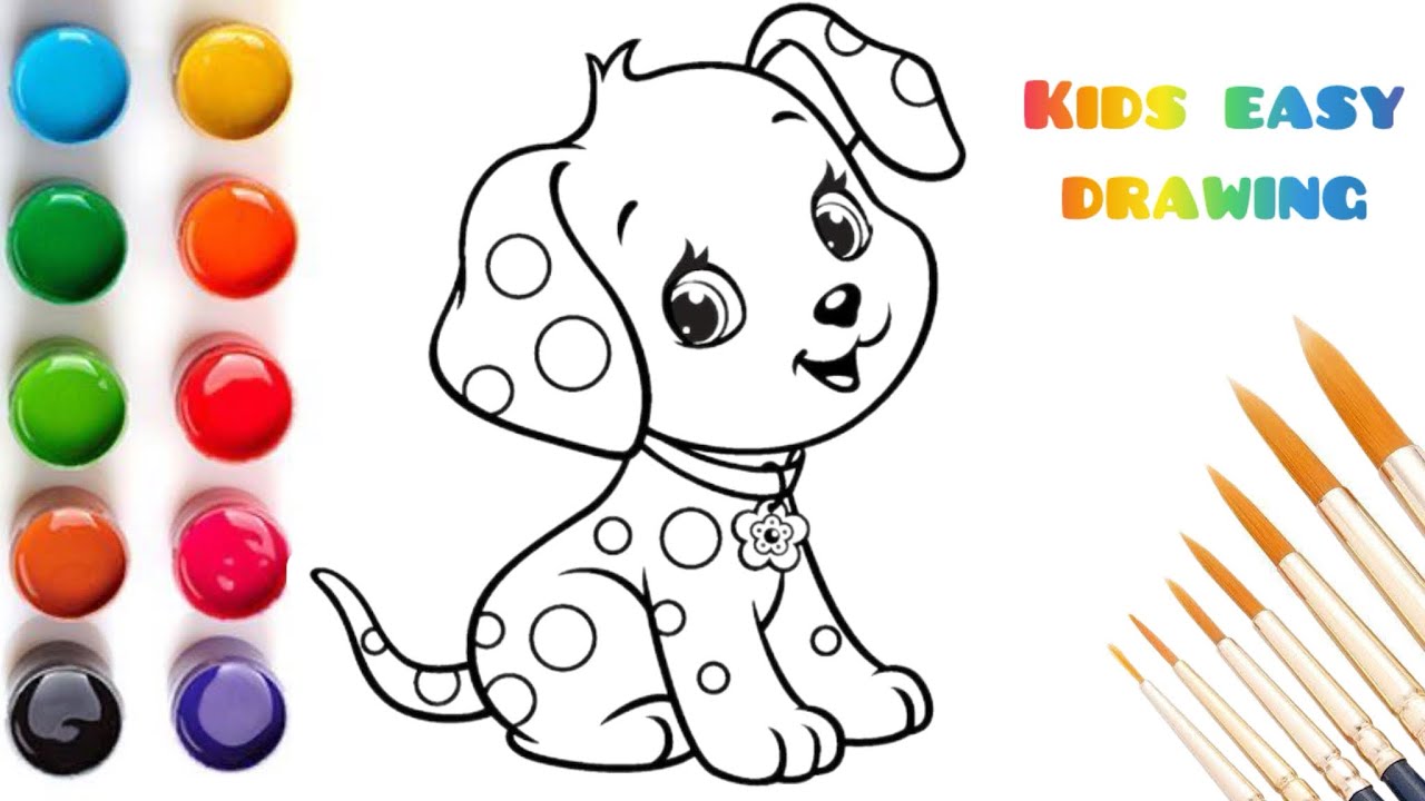 Dog 🐕: How to draw | Colouring | Painting for kids and toddlers @Colour ...
