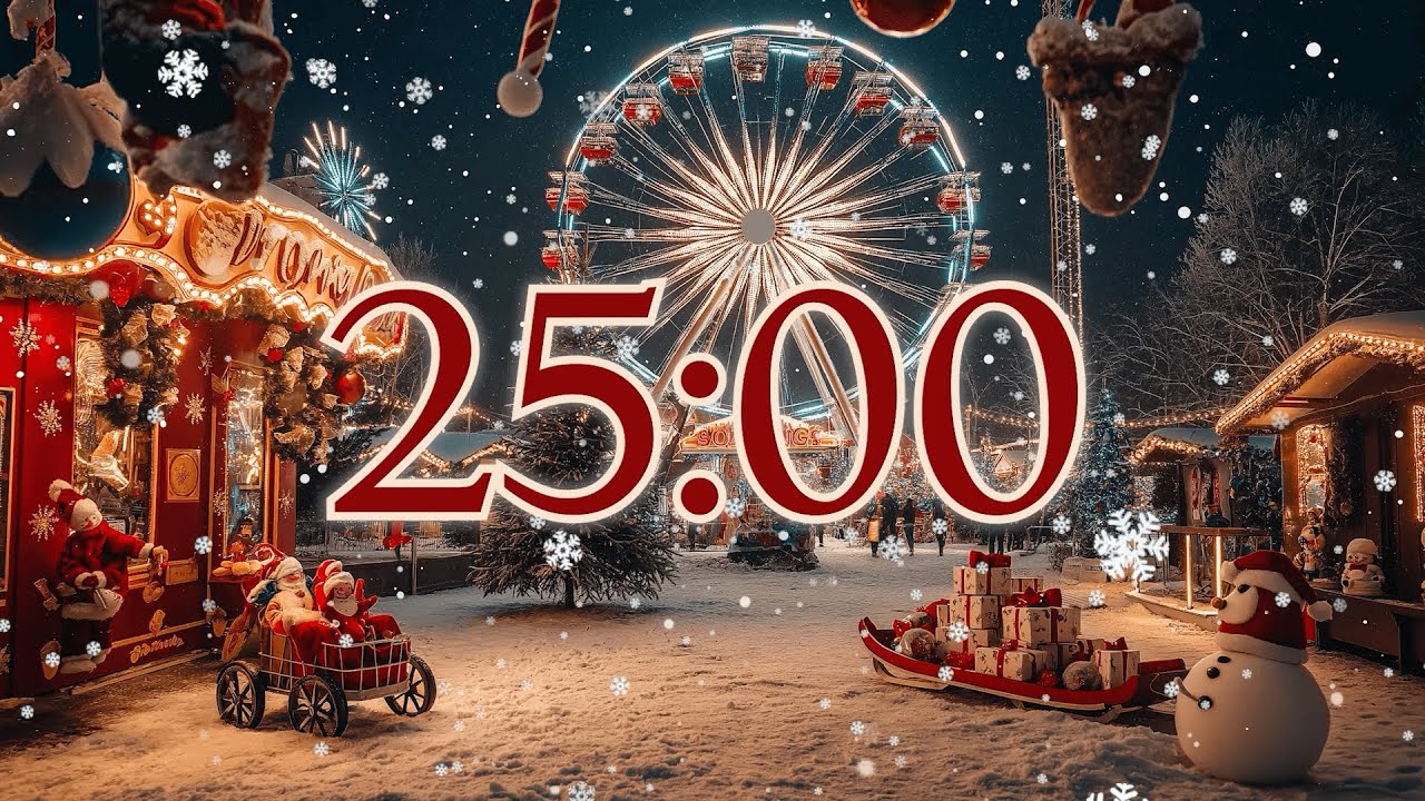 25-Minute Christmas Countdown Timer with Festive Music | Winter Holiday ...