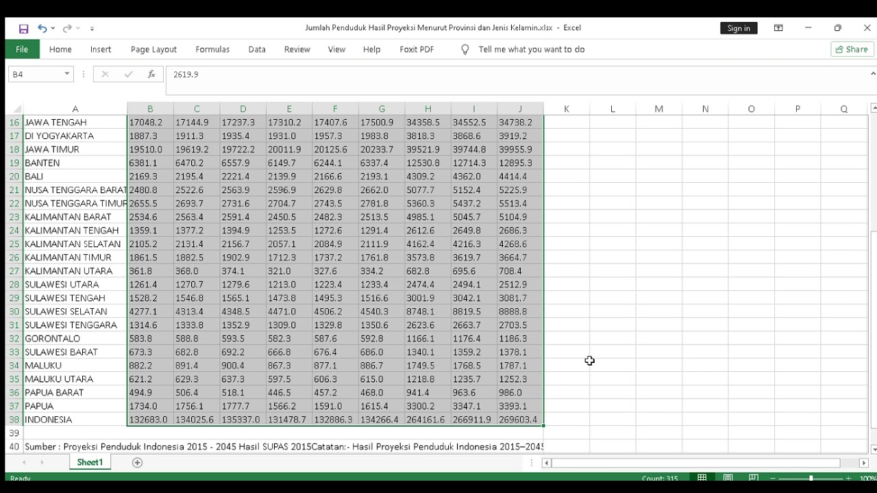 Menghitung Sex Ratio di Excel Berdasar Data BPS - YouTube