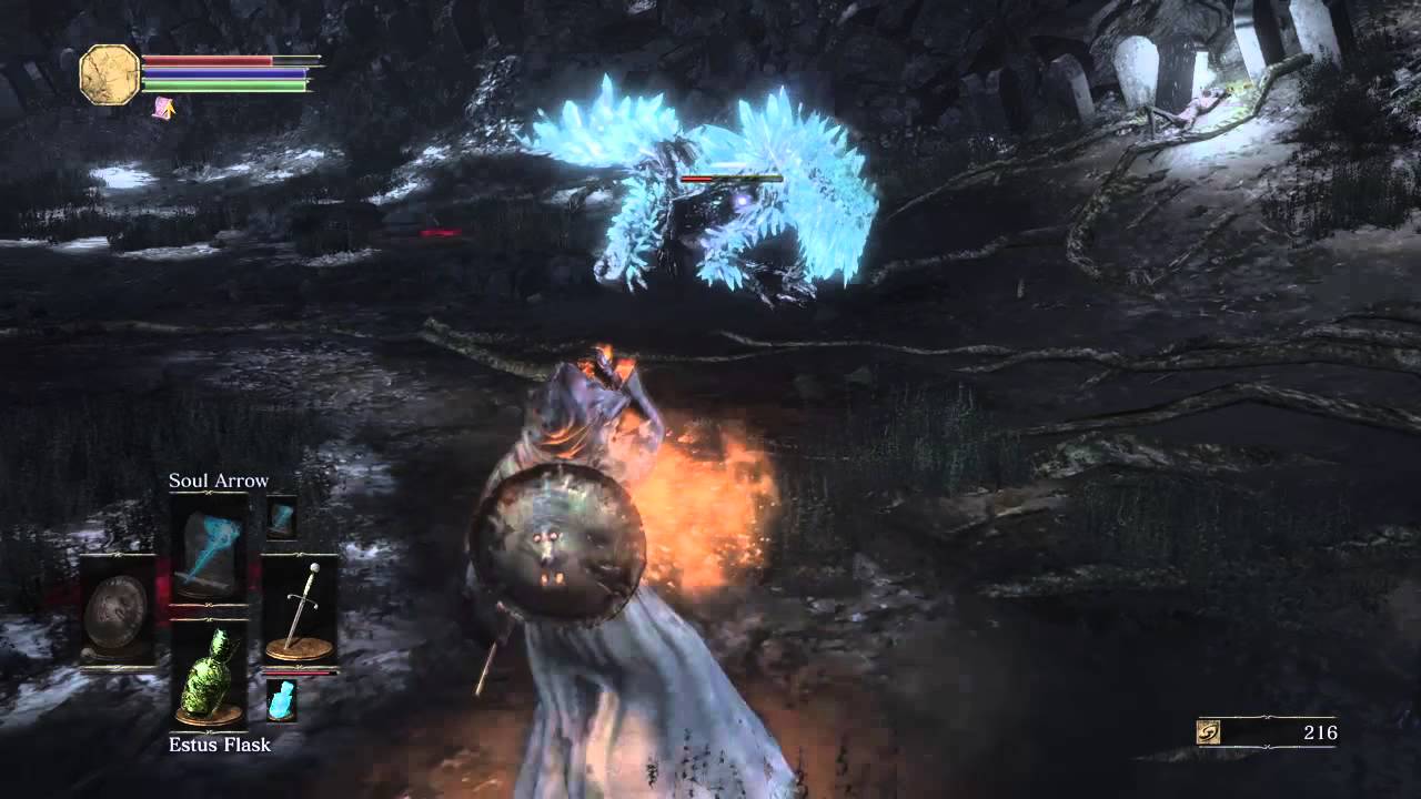 DARK SOULS 3 Giant Crystal Lizard fight (Sorcery build) - YouTube