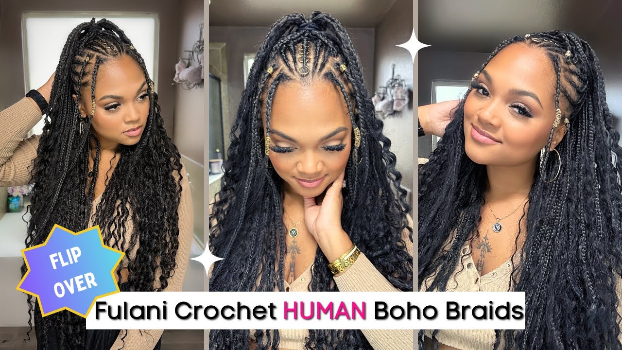 Fulani Crochet Human Hair Boho Braids 2024 🔥| Versatile Illusion Braids ...