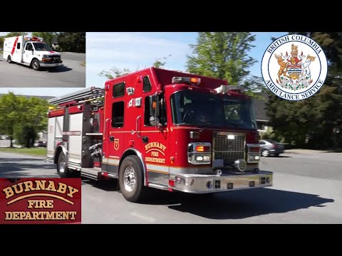 Burnaby Fire Engine 7 & BCAS BLS Unit 63219 Responding - YouTube