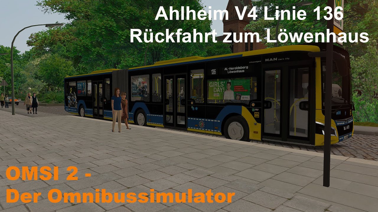 Omsi 2 Ahlheim V4 Linie 136 Rückfahrt zum Löwenhaus MAN NLC 18C - YouTube