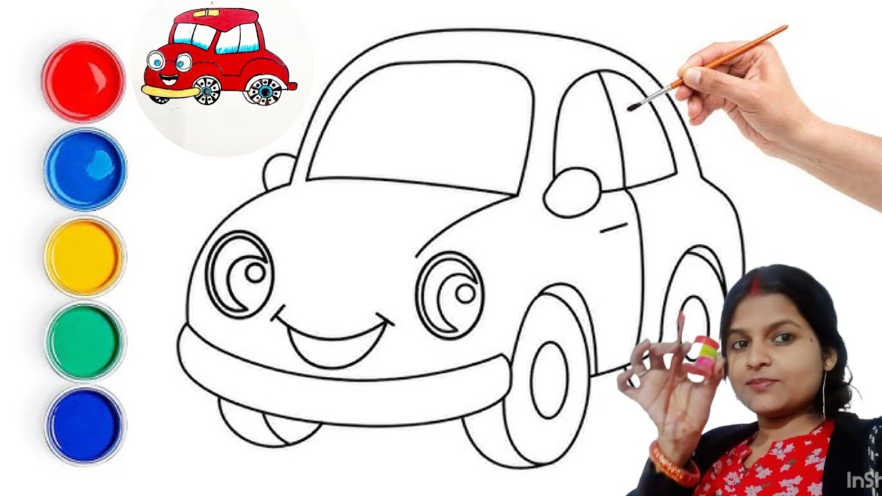 Cartoon Car drawing ||How to make Cartoon Car🚗 |step by step |#easy car ...