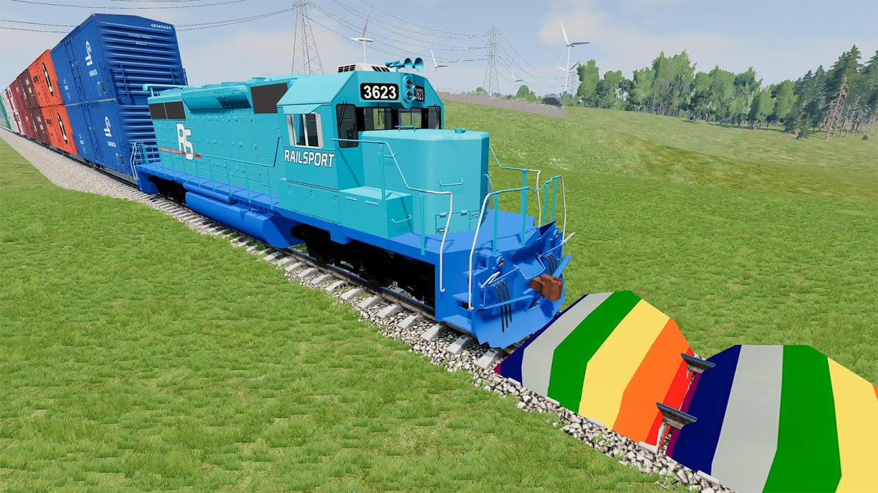 Trains Vs Speed Bumps #10 - Beamng.Drive - YouTube