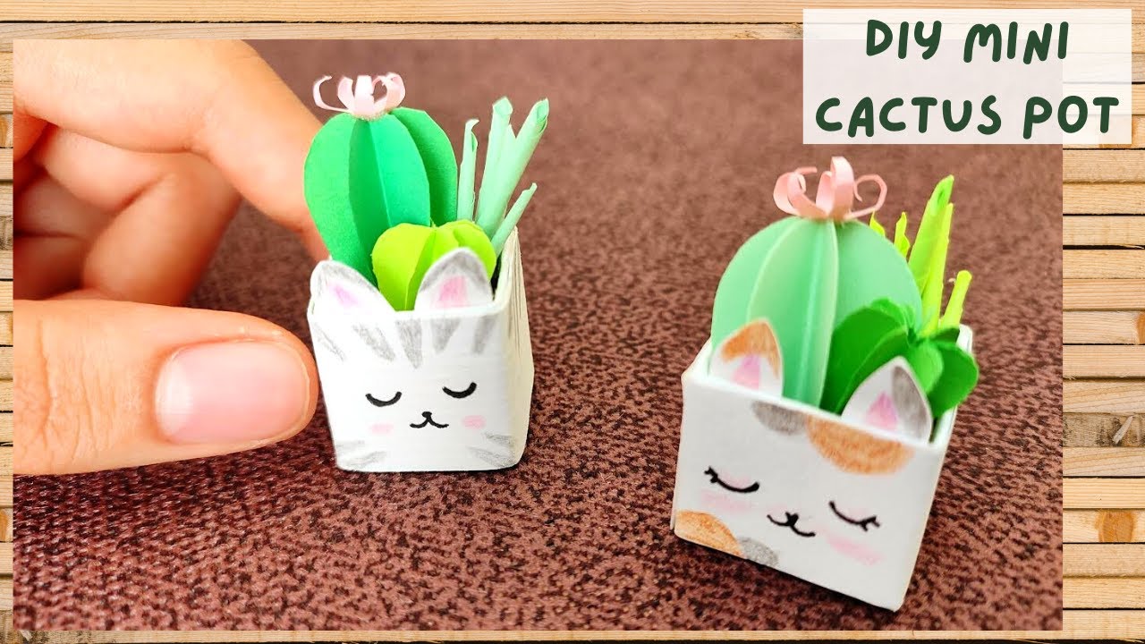 🌵Easy paper miniature cactus plant with pot | DIY miniature craft ideas ...