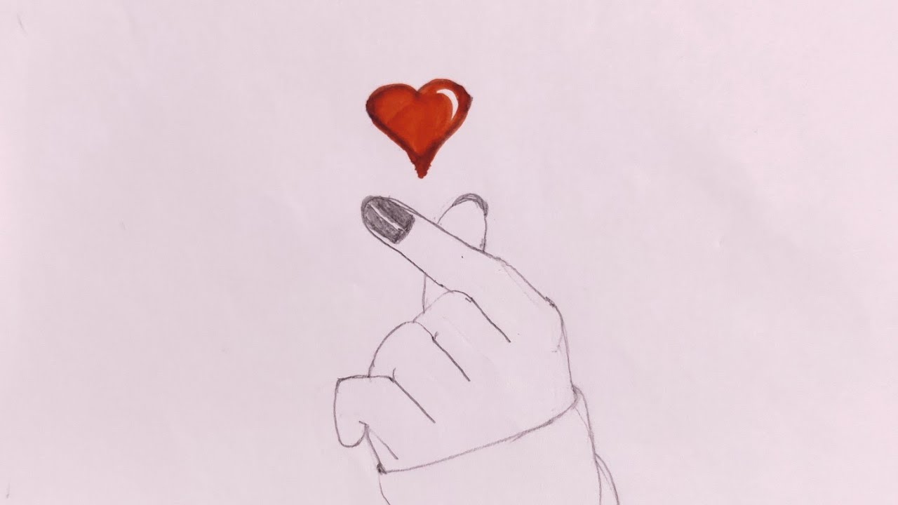 How to draw Korean love heart hand symbol. pencil drawing. - YouTube
