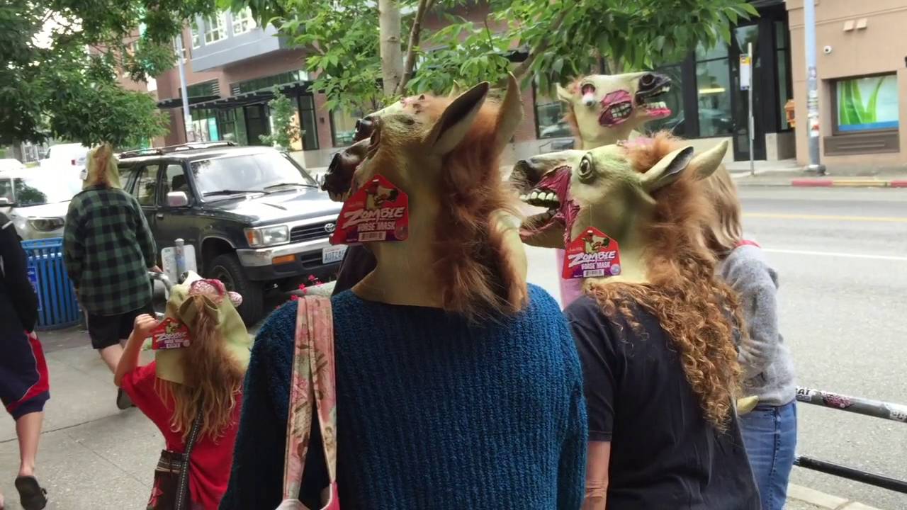 Archie McPhee's 33rd Anniversary Free Zombie Horse Mask Event - YouTube