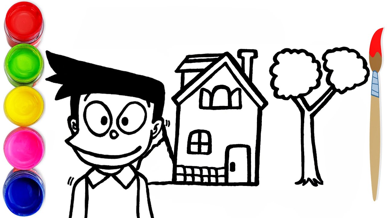 LET'S LEARN TO DRAW AND COLOR THE ASRI AND SUNEO HOUSE OF NOBITA'S ...