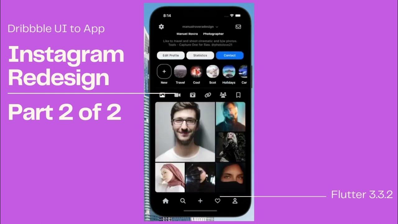 Flutter 3.3.2 | Instagram Redesign UI (w Light / Dark Mode) | Dribbble UI to App | Speed Code 2/ ...