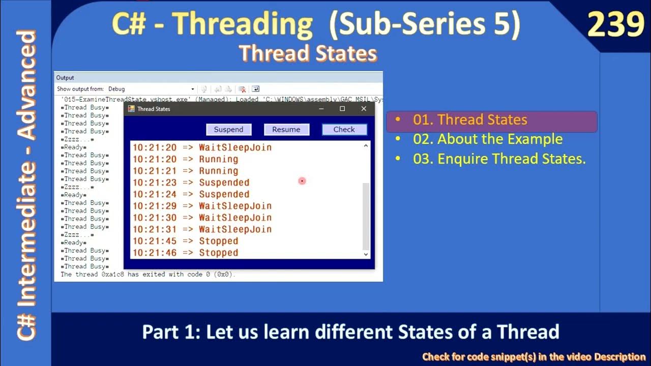 Thread States | Part 1 - Introduction to Thread State | C# Advanced ...