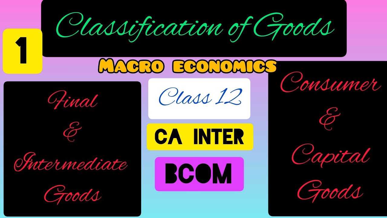 CLASSIFICATION OF GOODS | FINAL AND INTERMEDIATE GOODS | CONSUMER AND ...