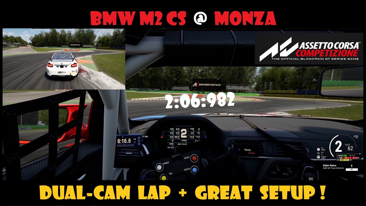 ACC | BMW M2 CS @ Monza | dual-cam lap + setup | 2:06:982 - YouTube
