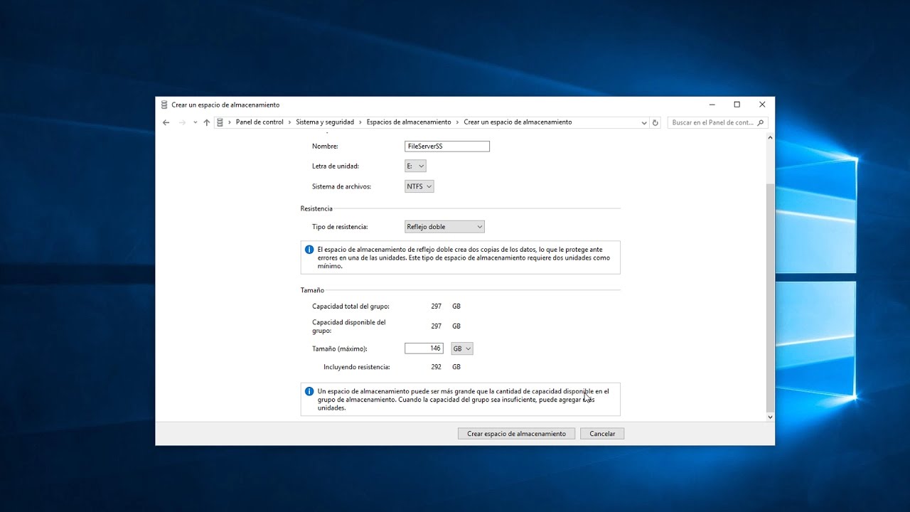 Crear Espacios de almacenamiento Storage Spaces en Windows 10 - YouTube