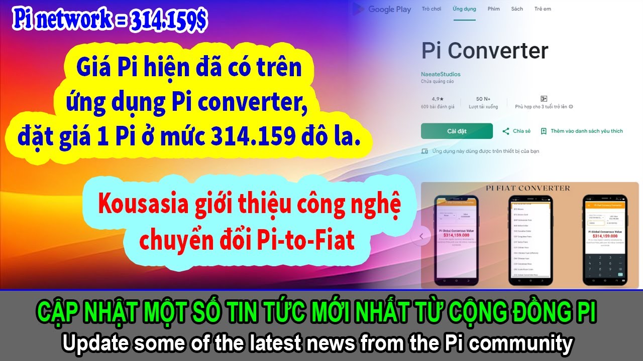 Giá Pi đã có trên ứng dụng Pi converter, đặt giá 1 Pi ở mức 314.159 đô ...