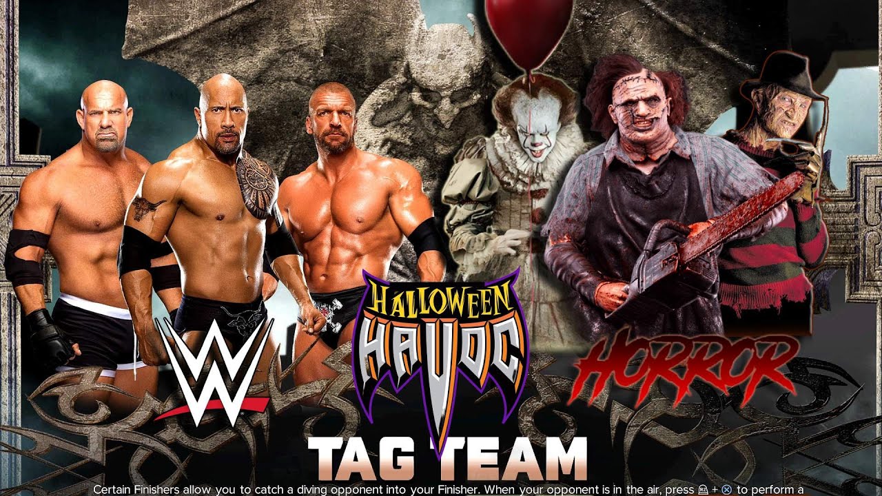 WWE vs. Horror: Leatherface + Freddy Krueger + Pennywise | 3v3 Tag Team ...