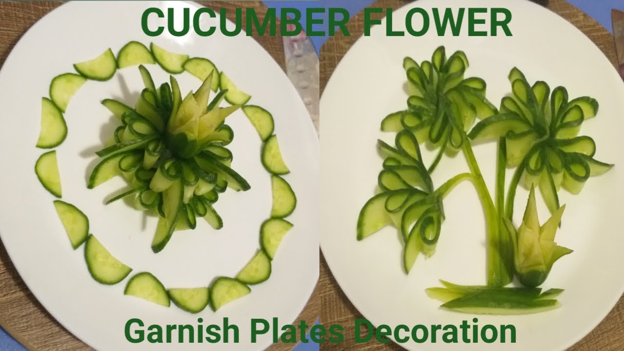 How to make Cucumber Flower Garnish- Vegetable Plates Decoration (PART2 ...