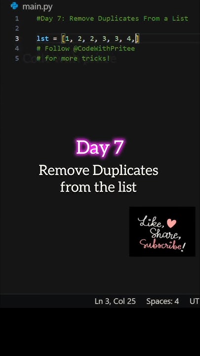 Remove Duplicates from a list #coding #shorts #python #tricks # ...
