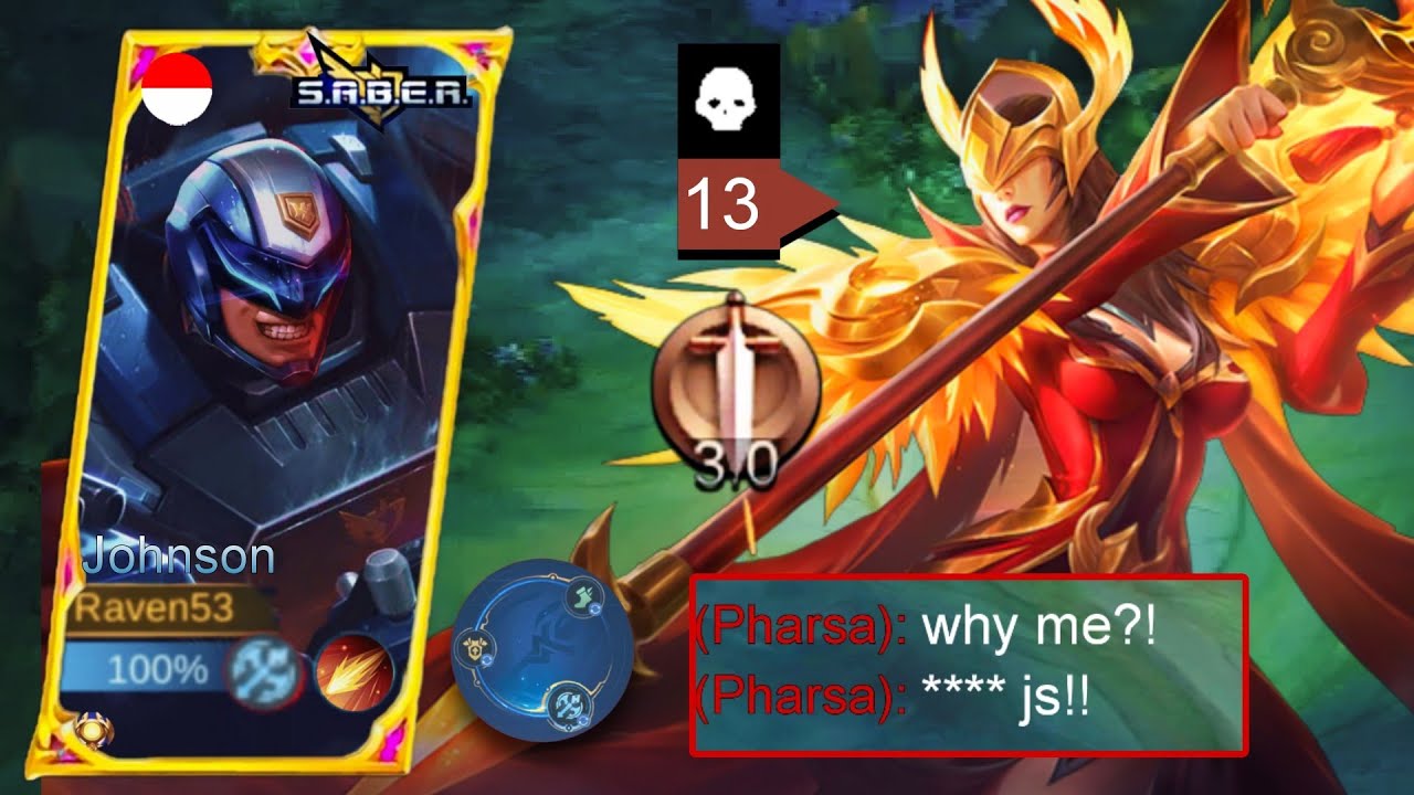JOHNSON TARGET LOCK PHARSA ENEMY TO FEEDER | MLBB - YouTube