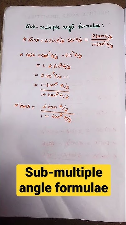 # trigonometric Sub-multiple angle #formulae #shorts - YouTube
