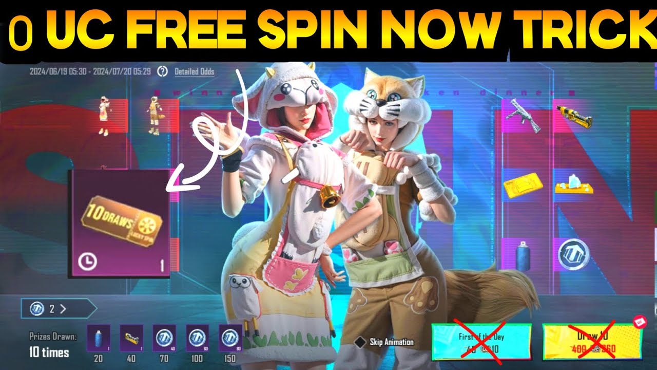 O UC FREE SPIN FOR 10 TIMES IN BGMI NEW LUCKY SPIN | GET UPGRADED UMP45 ...
