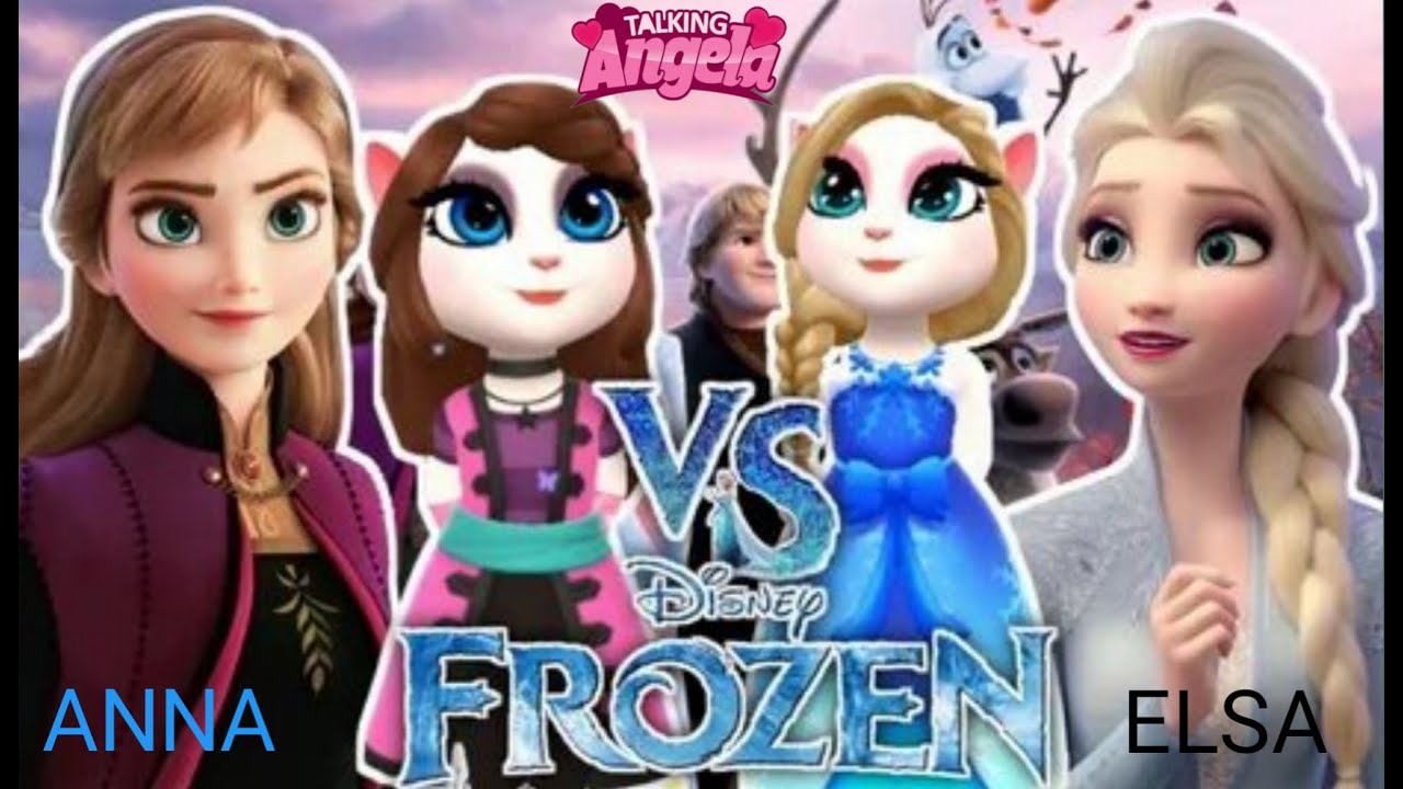 who Will Prevail: Frozen Anna Vs Frozen Elsa ️ || My Talking Angela 2 😻 ...
