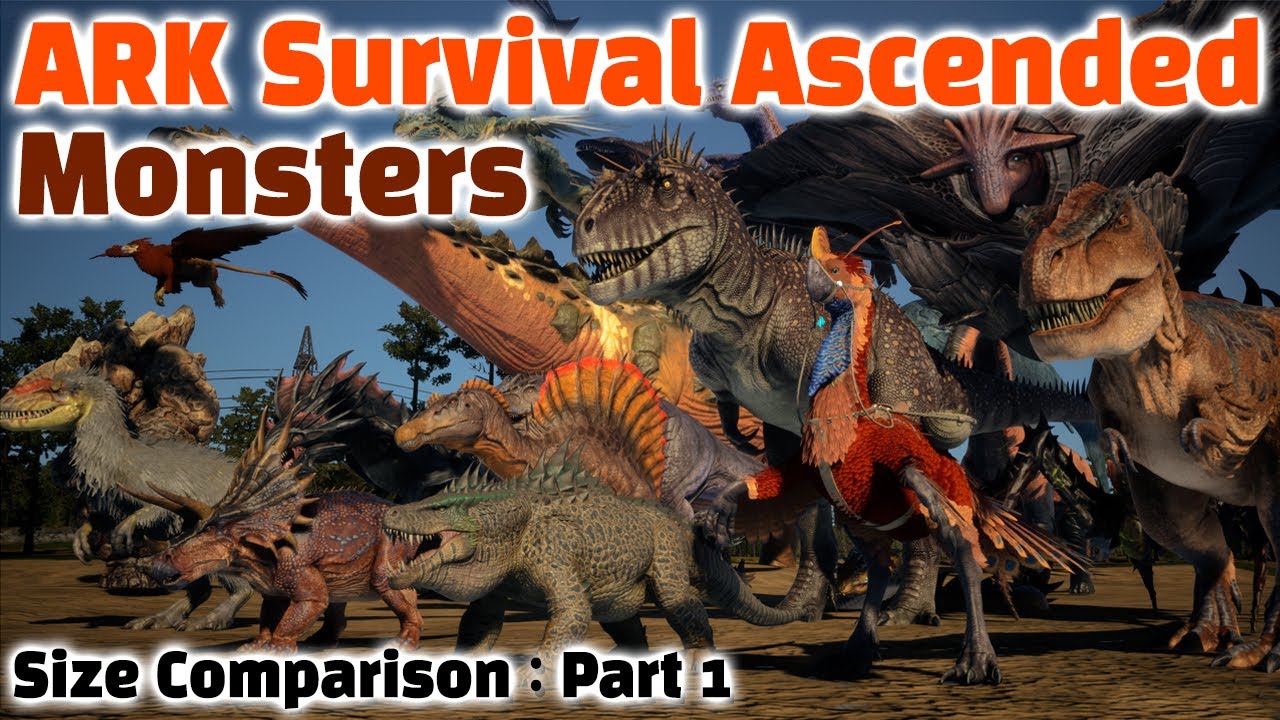 ARK Survival Ascended Monsters Size Comparison : Part 1 - YouTube