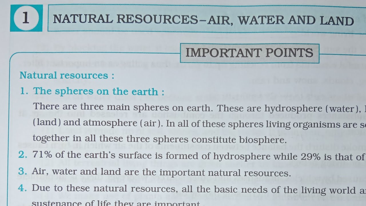 6th STD Science Workbook Chp 1 Natural Resources - Air , Water And Land ...