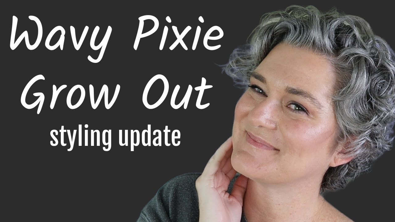 Gray Hair Wavy Pixie Grow Out #wavypixie #pixiegrowout - YouTube